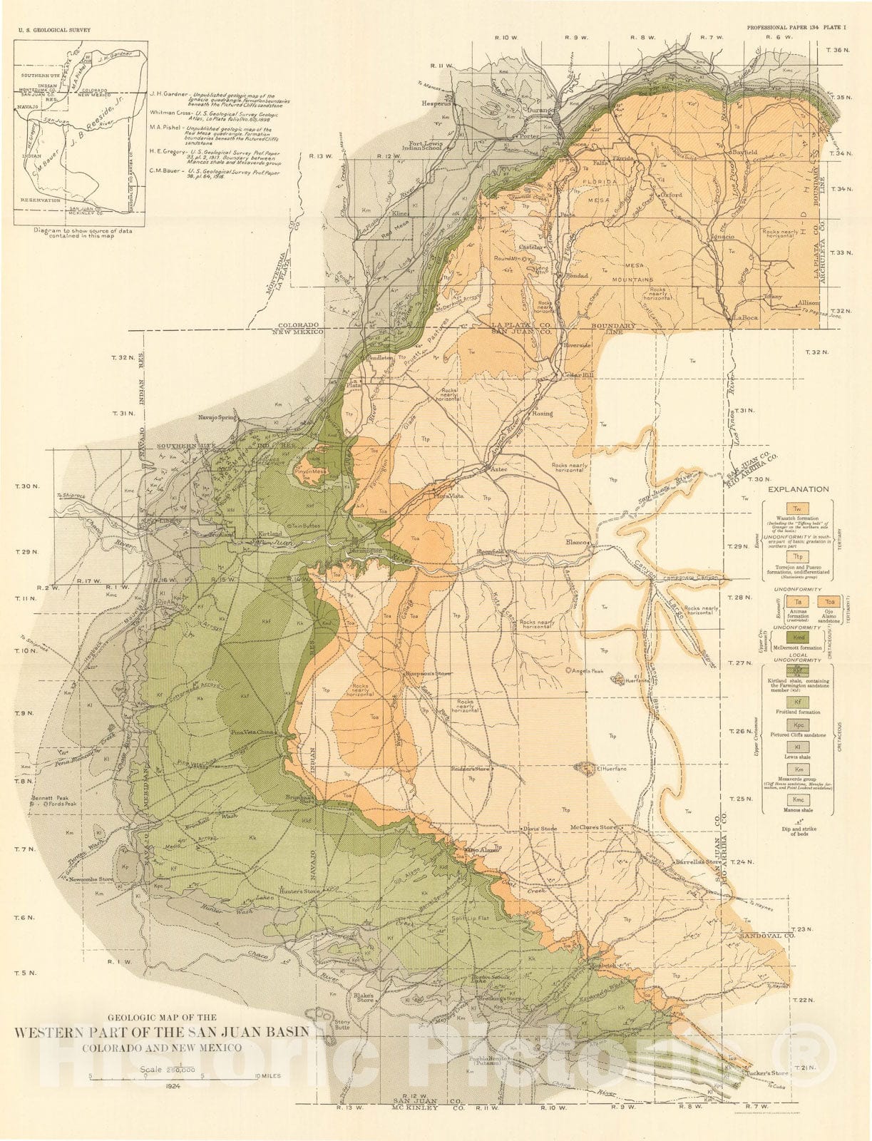 Map : Upper Cretaceous and Tertiary Formations of the western part of ...