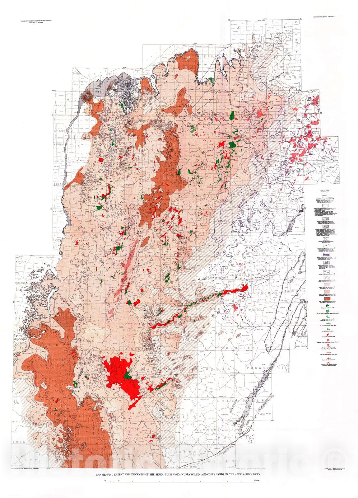 Bedford Shale Berea Sandstone Oil Gas Map 1954 | Historic Pictoric