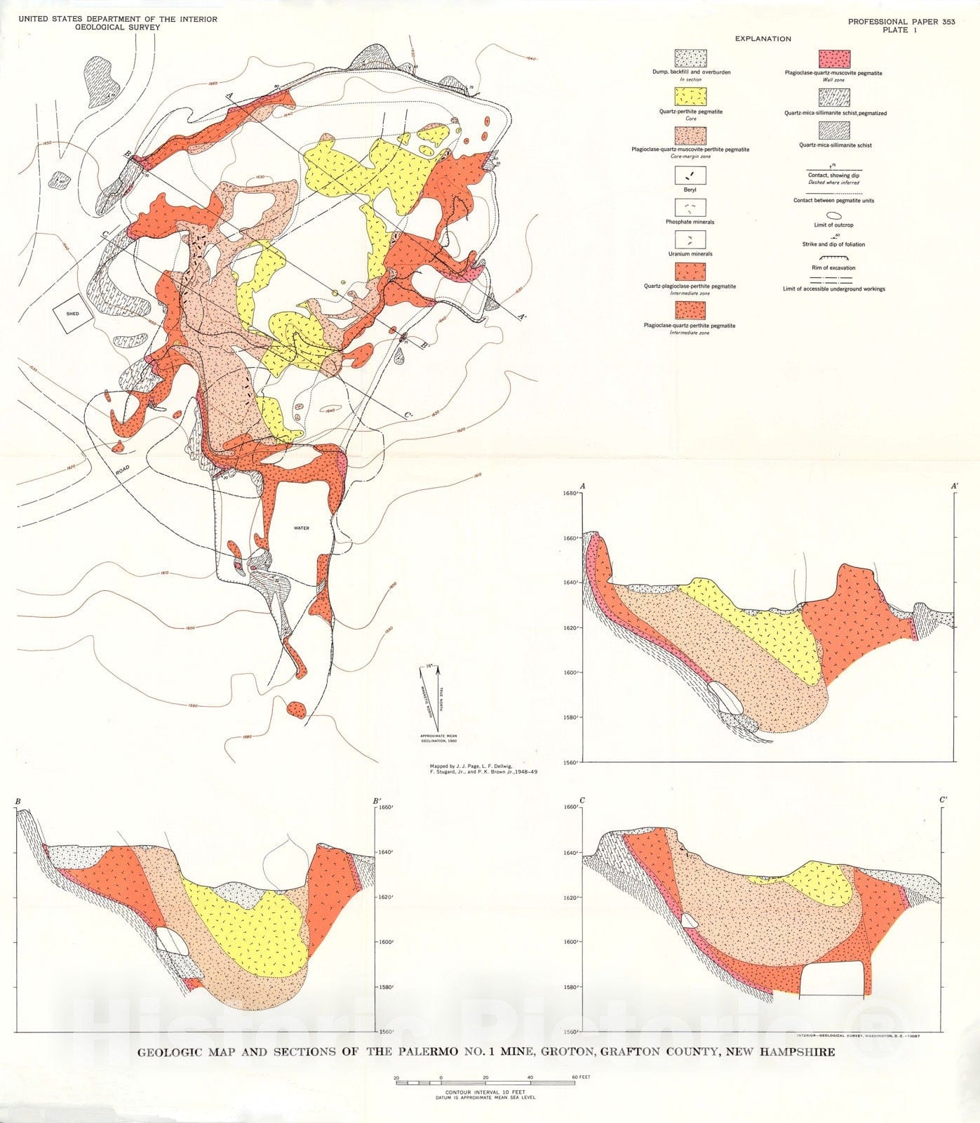 Map : Beryl resources of New Hampshire, 1962 Cartography Wall Art ...