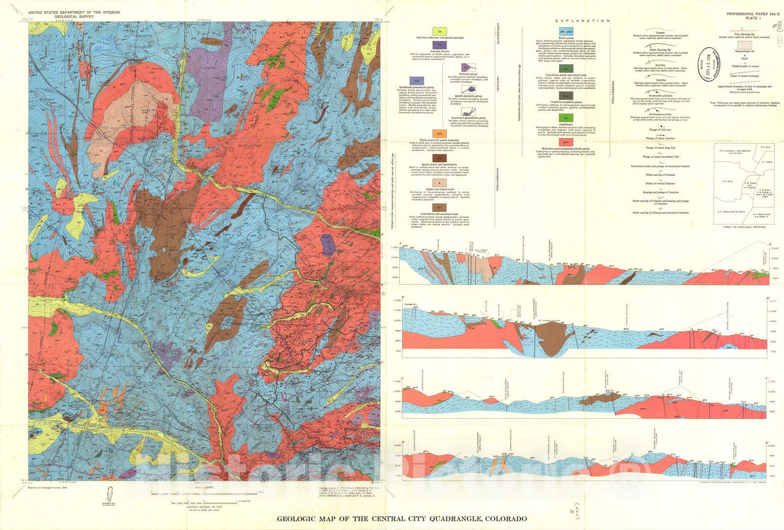 Map : Petrology and structure of Precambrian rocks, Central City quadr ...