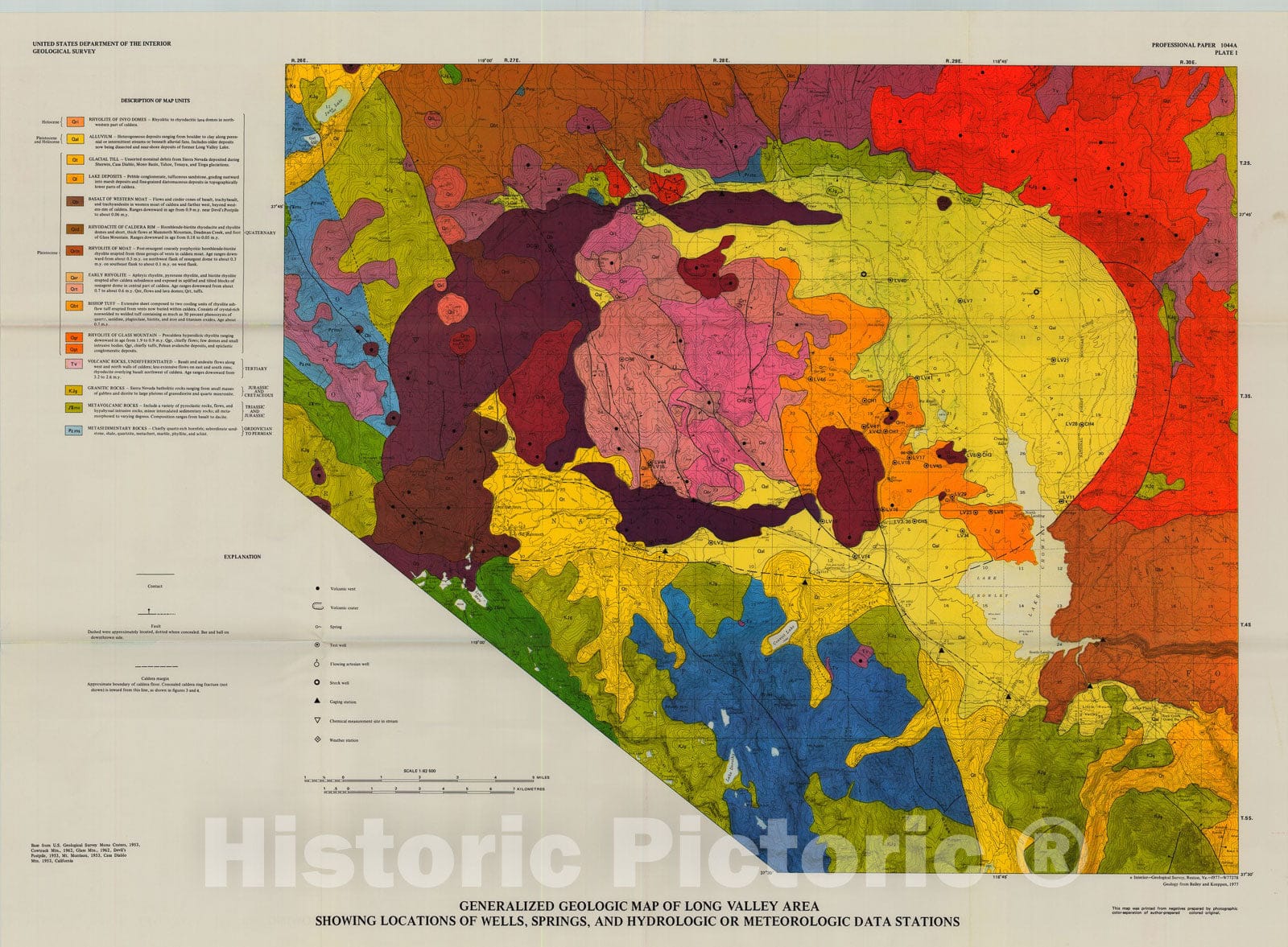Map : The hydrothermal system of Long Valley caldera, California, 1978 ...