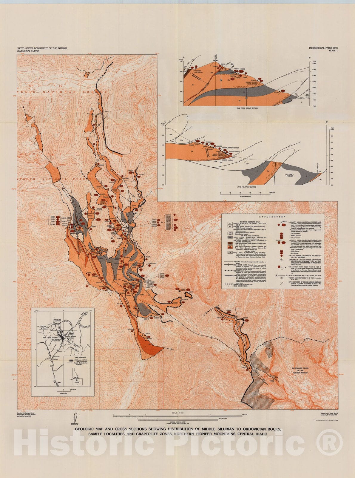 Map : Ordovician and Silurian Phi Kappa and Trail Creek Formations, Pi ...