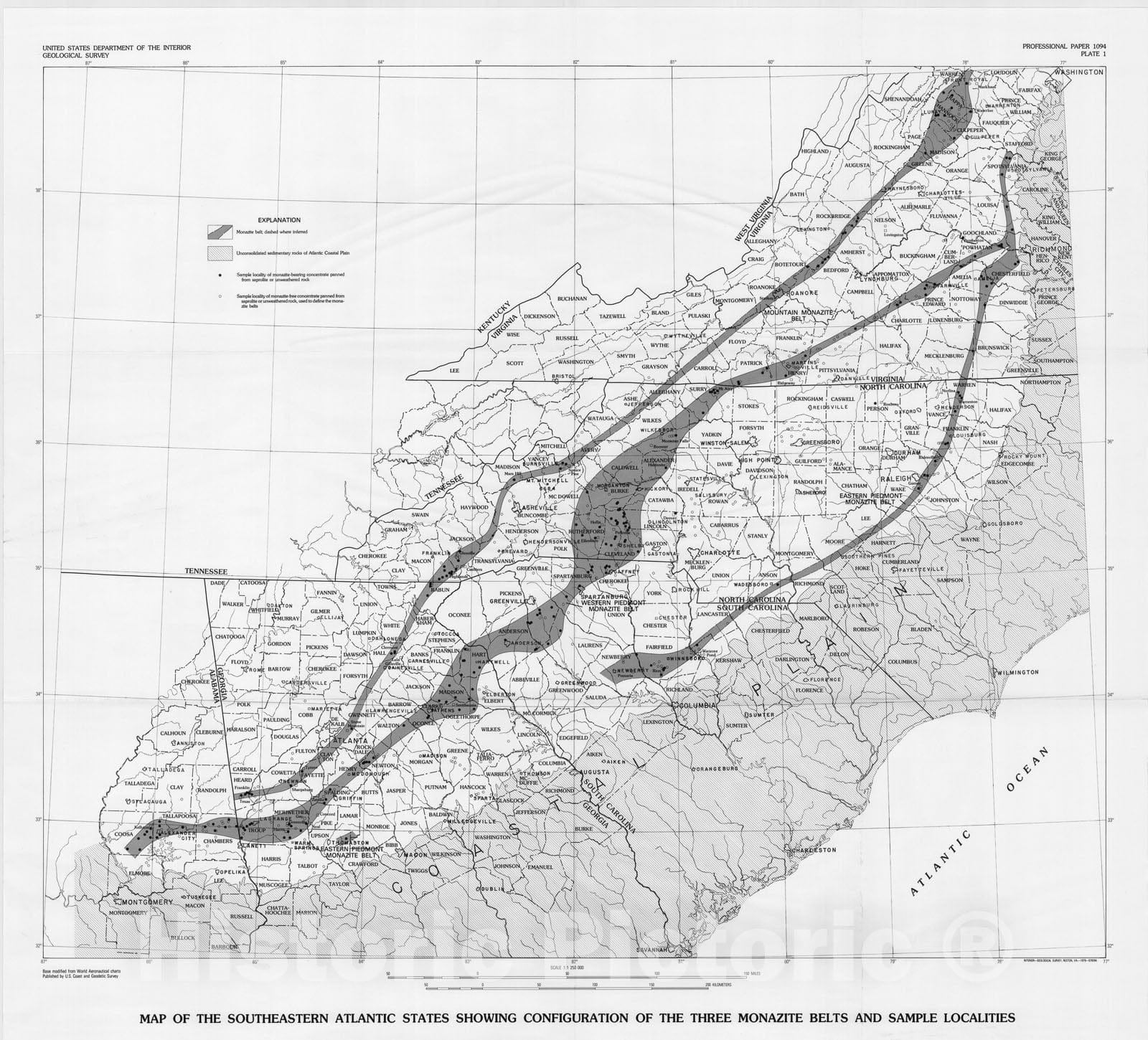 Map : Monazite in the granitic rocks of the southeastern Atlantic stat ...
