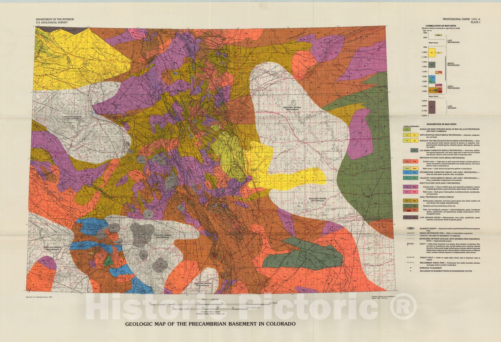 Map : Rock units of the Precambrian basement in Colorado, 1987 Cartogr ...