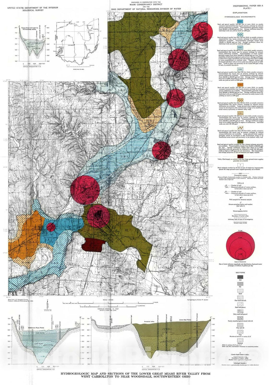 Map : Ground-water hydrology and geology of the lower Great Miami Rive ...