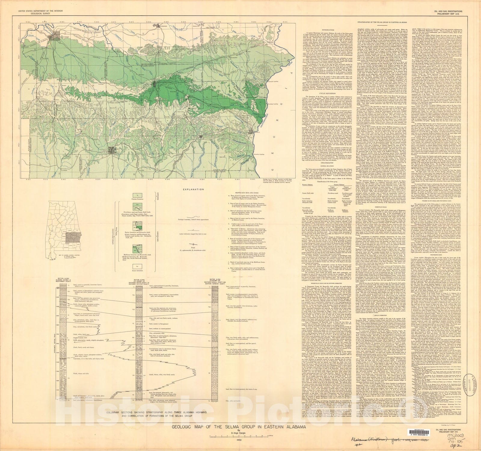 Map : Geologic map of the Selma group in eastern Alabama, 1950 Cartogr ...