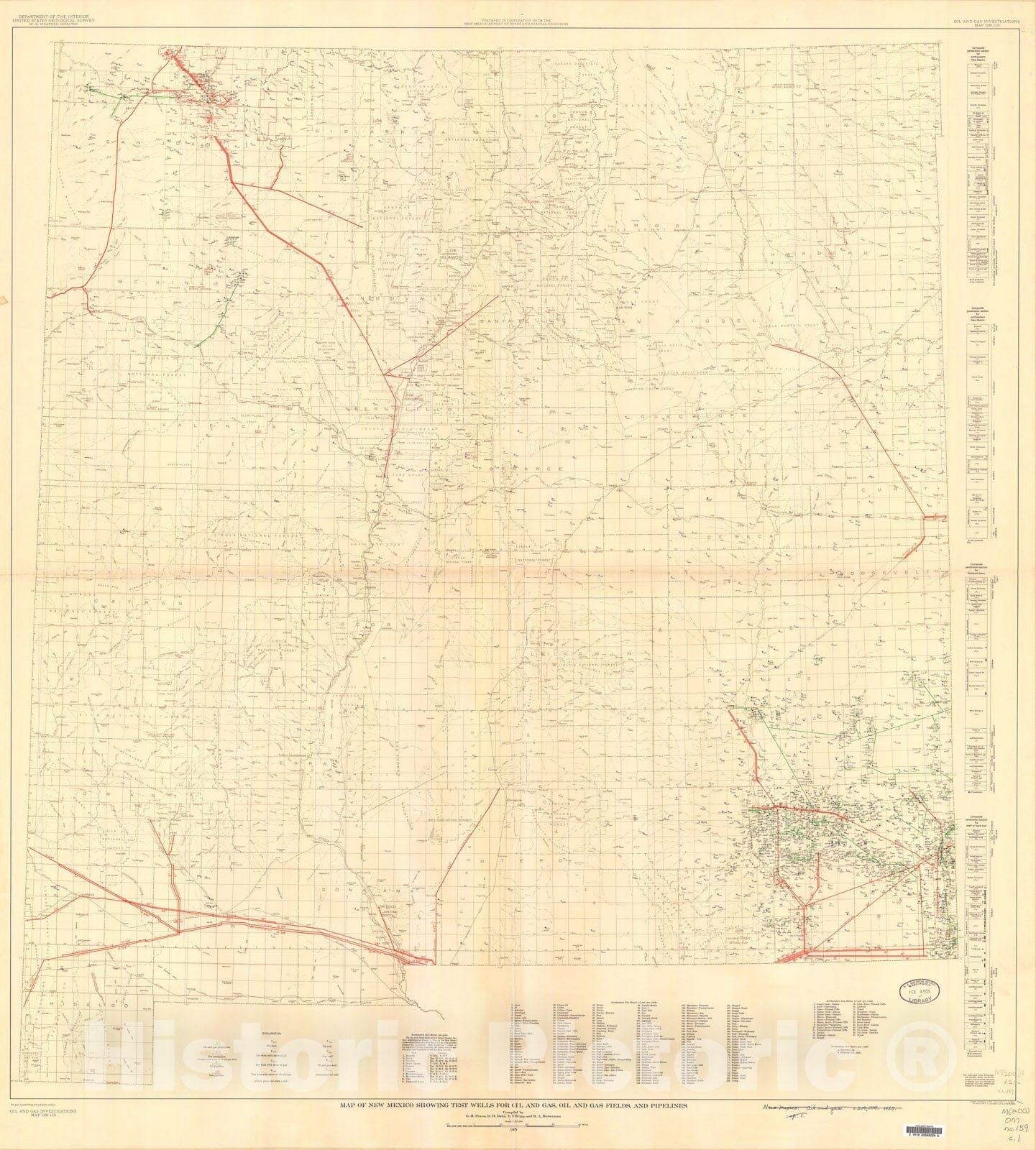 Map : Map of New Mexico showing test wells for oil and gas, oil and ga ...