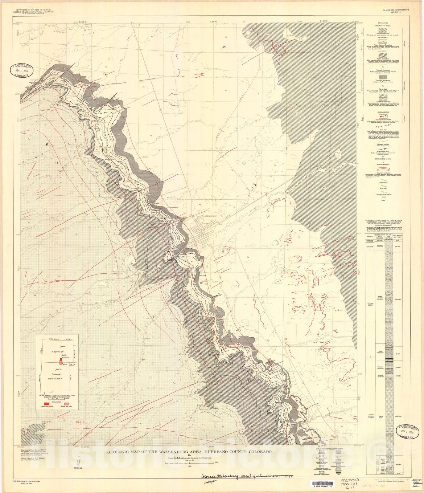 Map : Geologic map of the Walsenburg area, Huerfano County, Colorado ...