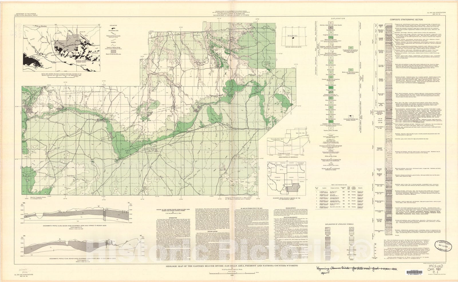 Map : Geologic map of the eastern Beaver Divide-Gas Hills area, Fremon ...