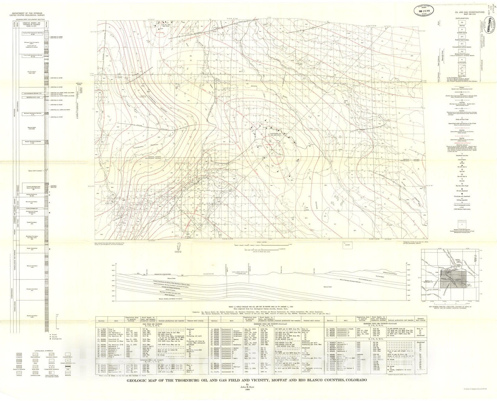 Map : Geologic map of the Thornburg oil and gas field and vicinity, Mo ...