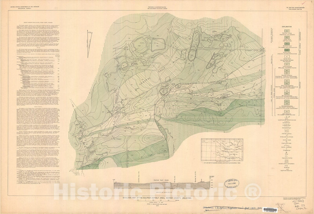 Map : Geologic map of the Sulphur asphalt area, Murray County, Oklahom ...