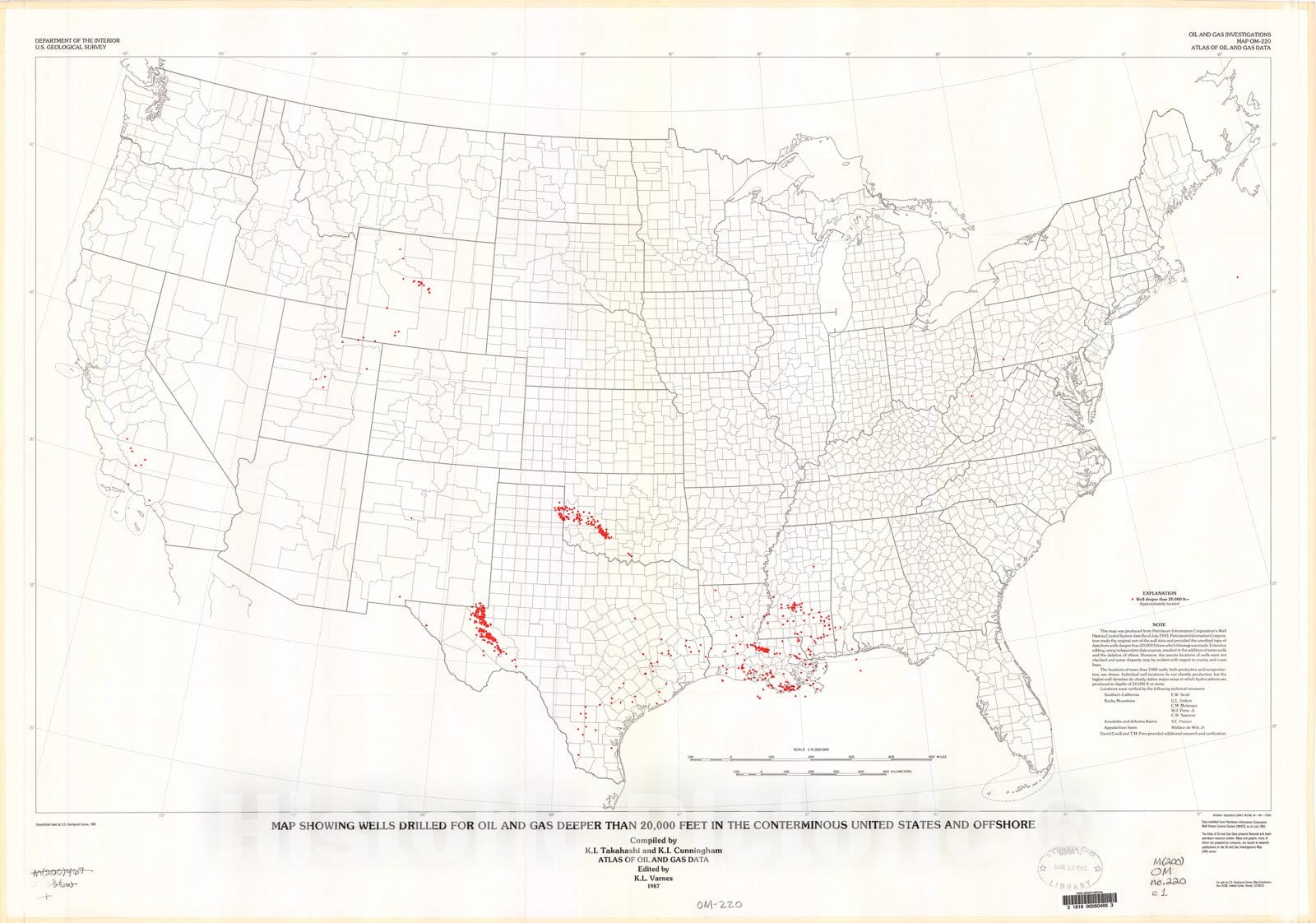 Map : Map showing wells drilled for oil and gas deeper than 20,000 fee ...