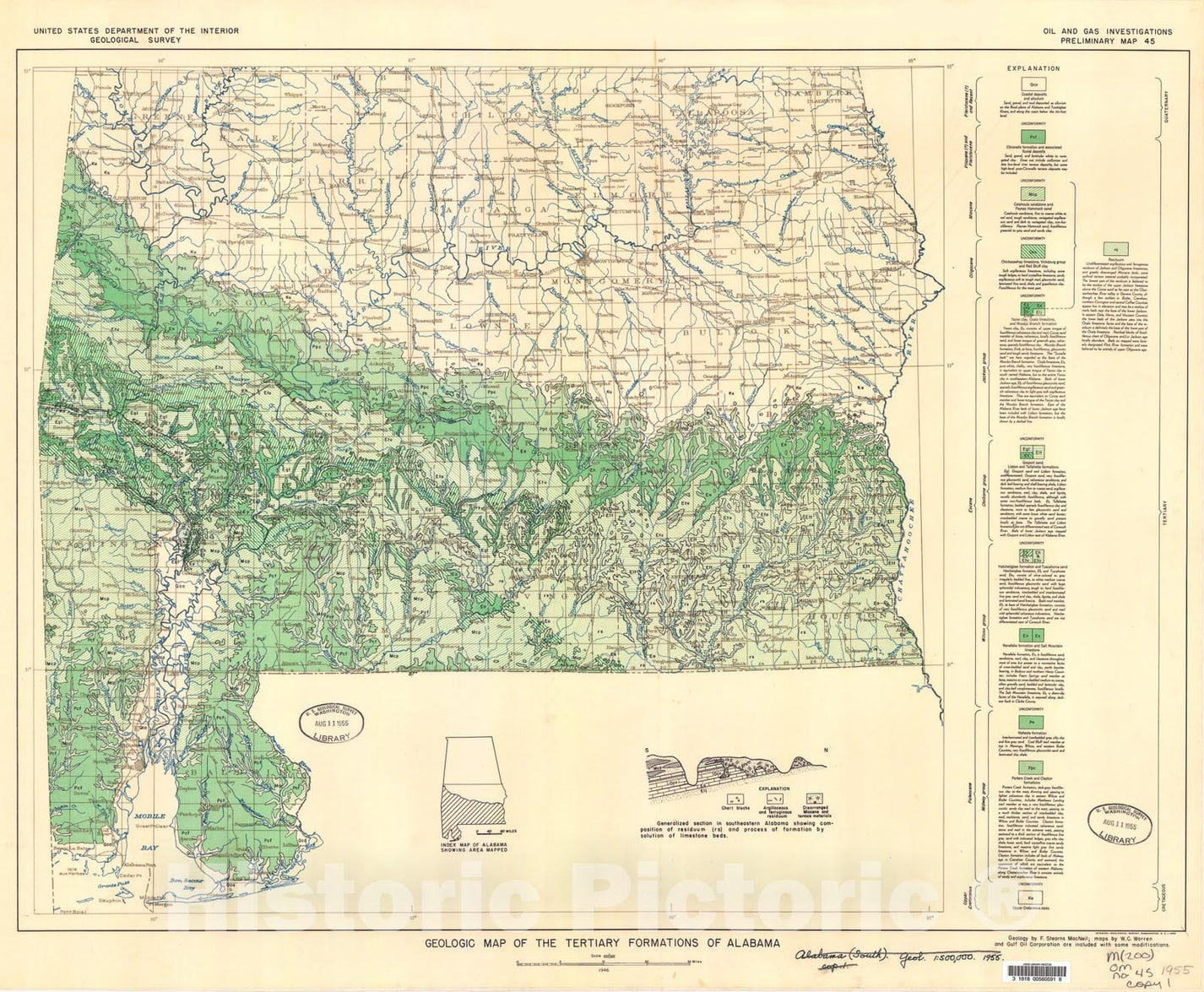 Map : Geologic map of the Tertiary formations of Alabama, 1946 Cartogr ...