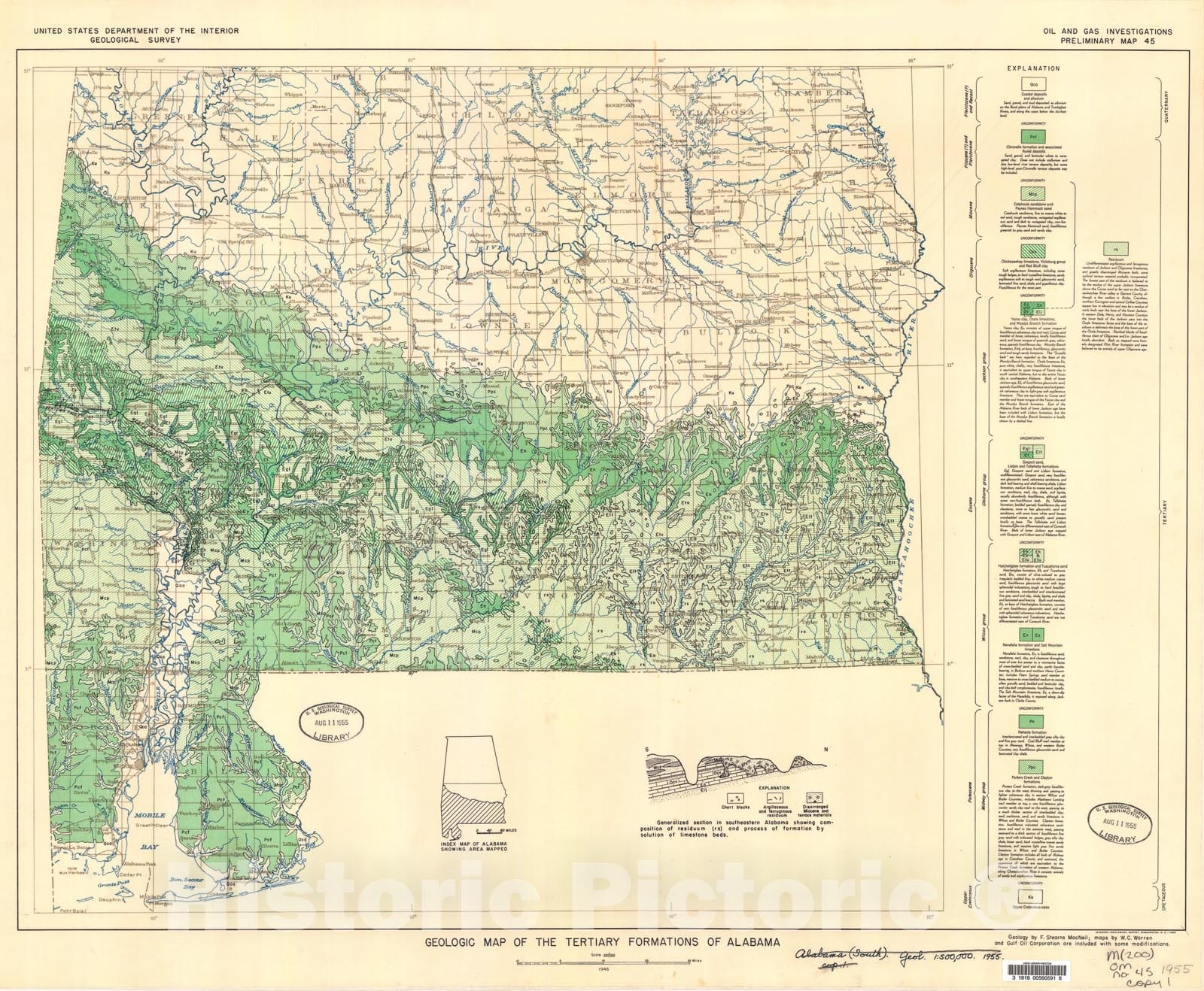 Map : Geologic map of the Tertiary formations of Alabama, 1946 Cartogr ...