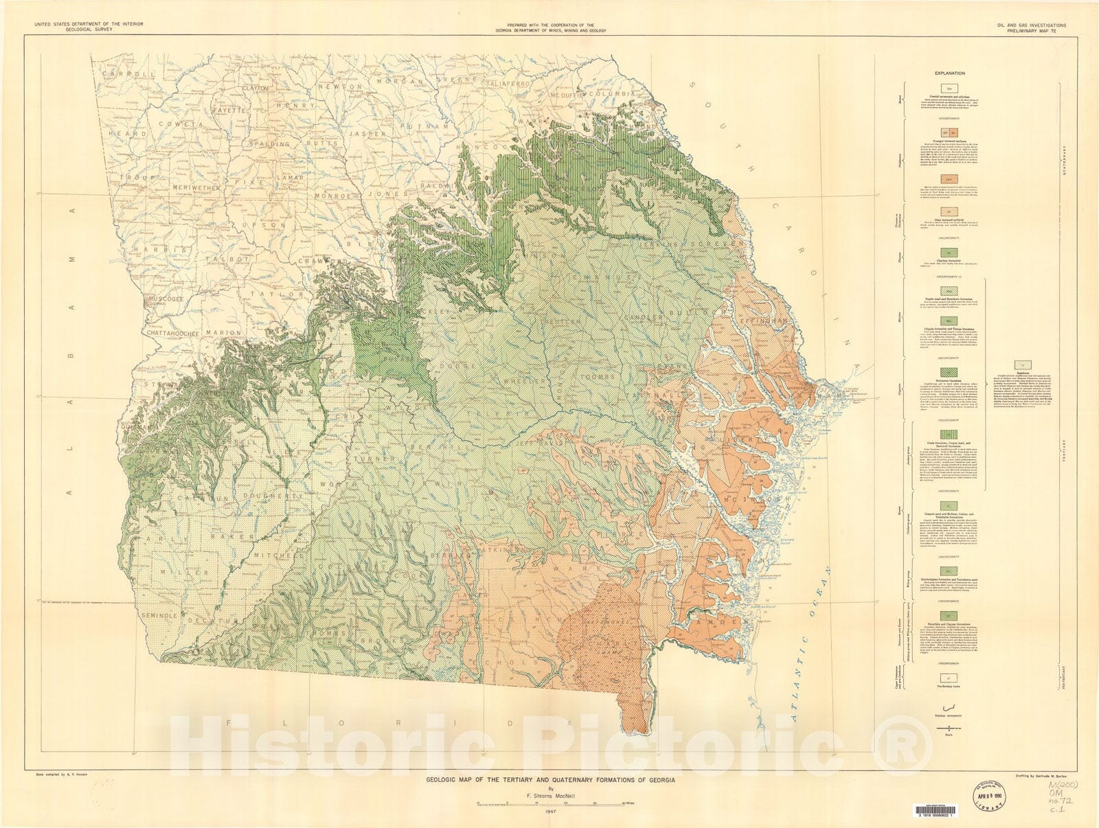 Map : Geologic map of the Tertiary and Quaternary formations of Georgi ...