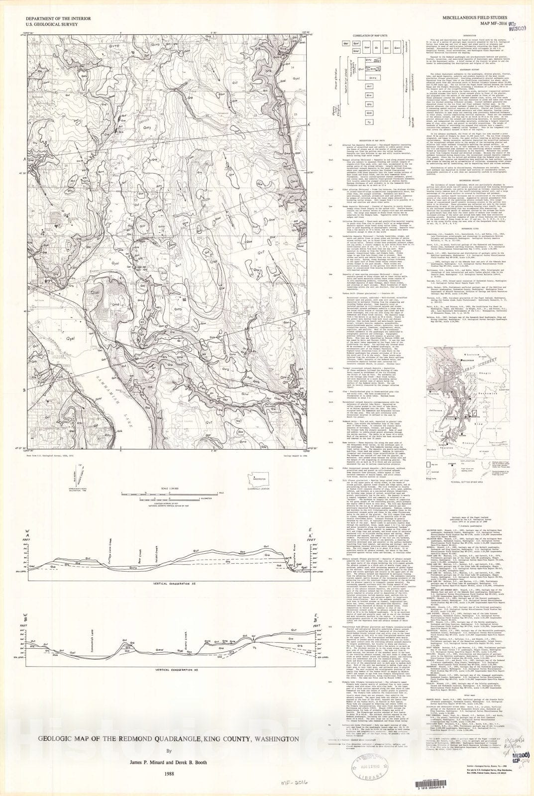 Map : Geologic map of the Redmond quadrangle, King County, Washington ...