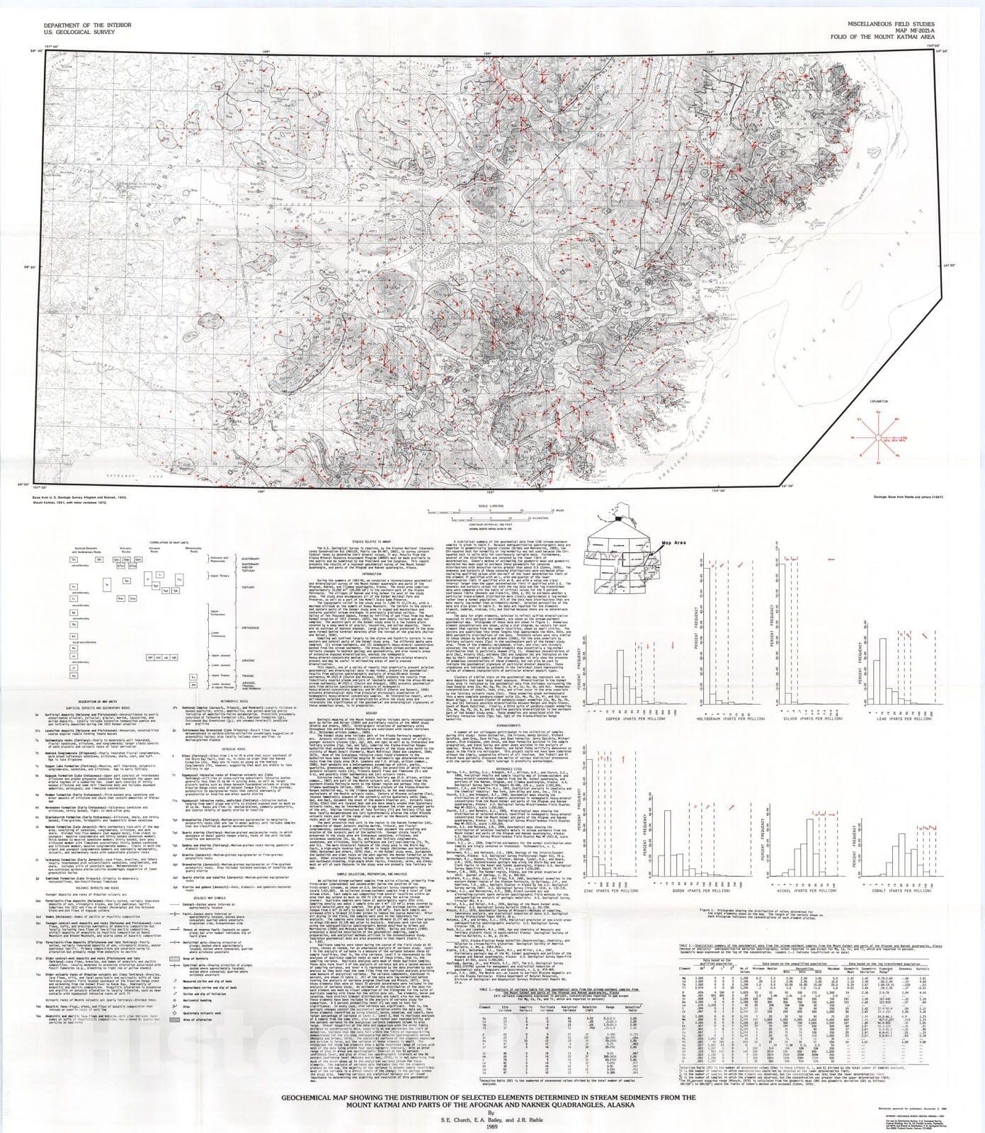 Map : Geochemical map showing the distribution of selected elements de ...