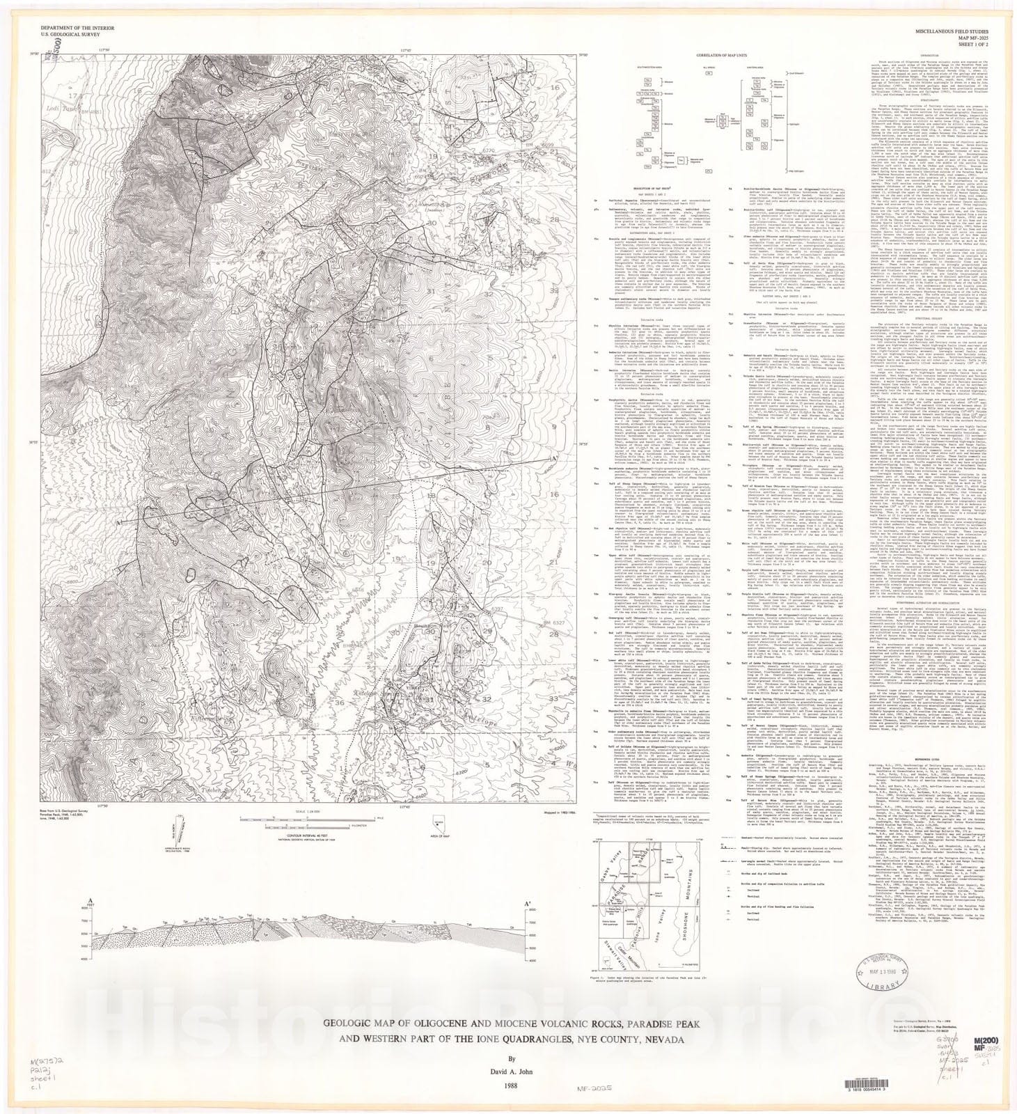 Map : Geologic map of Oligocene and Miocene volcanic rocks, Paradise P ...