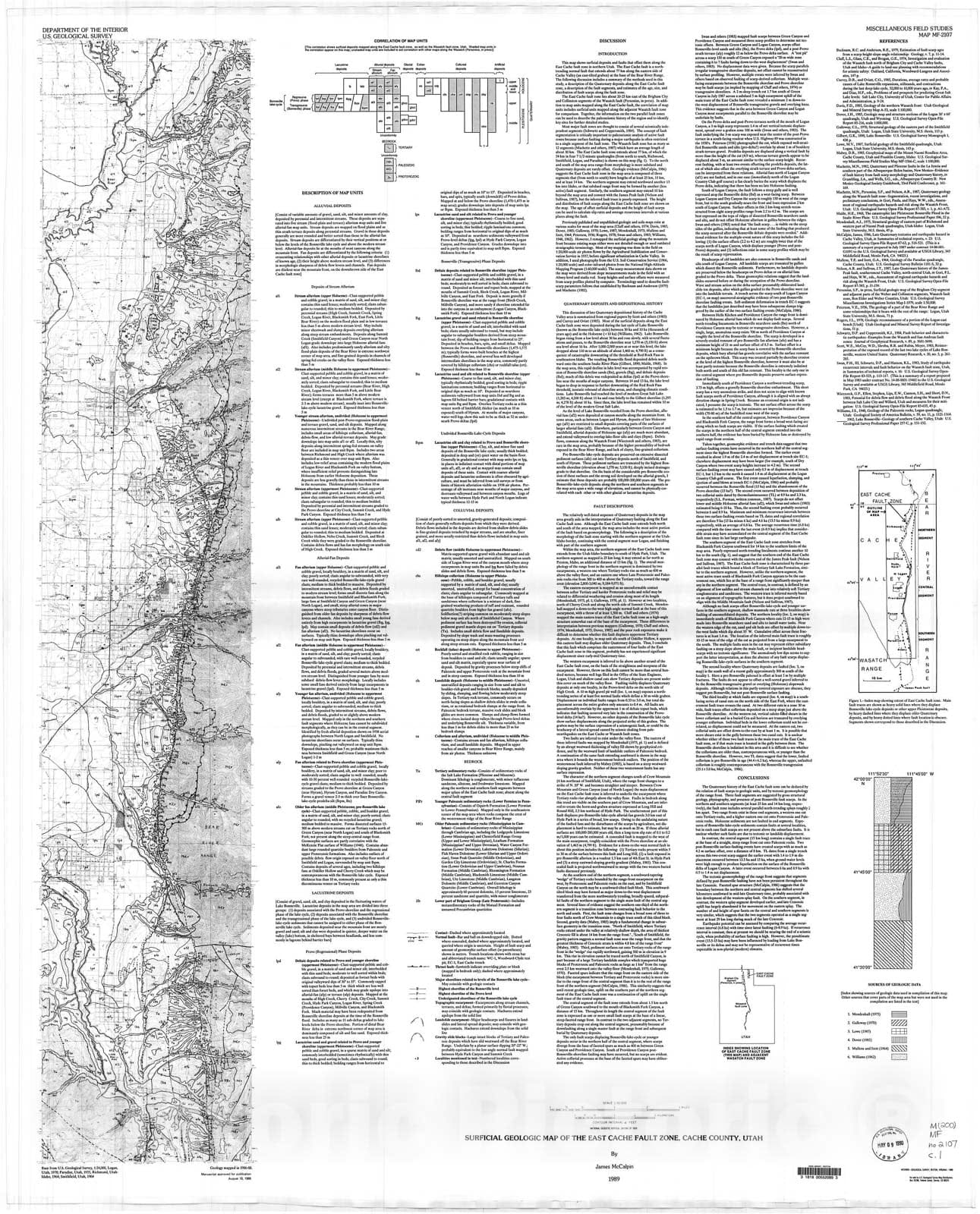 Map : Surficial geologic map of the East Cache fault zone, Cache Count ...