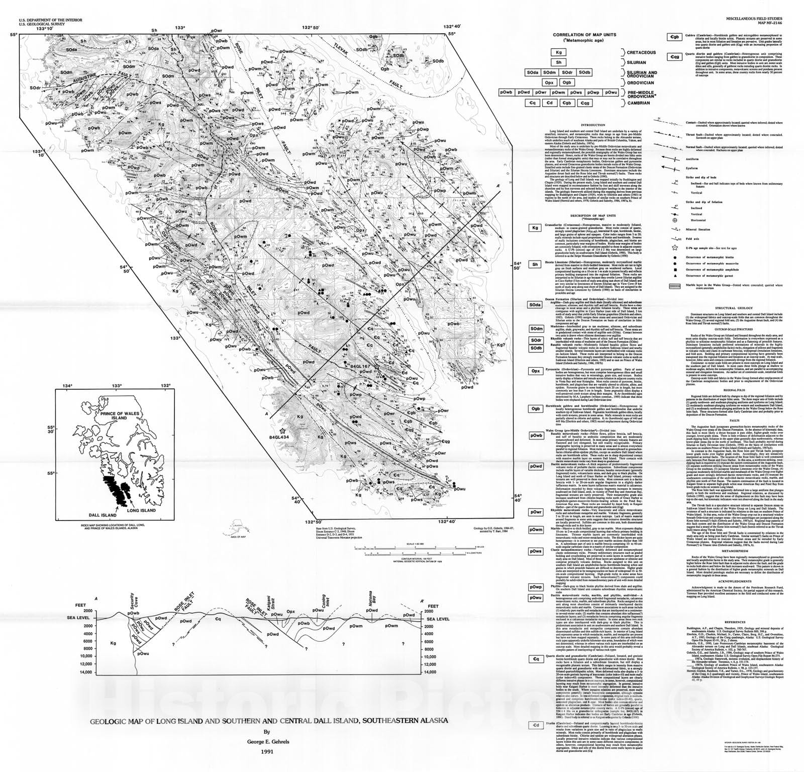 Long Island Dall Island Alaska Geologic Map 1991 | Historic Pictoric