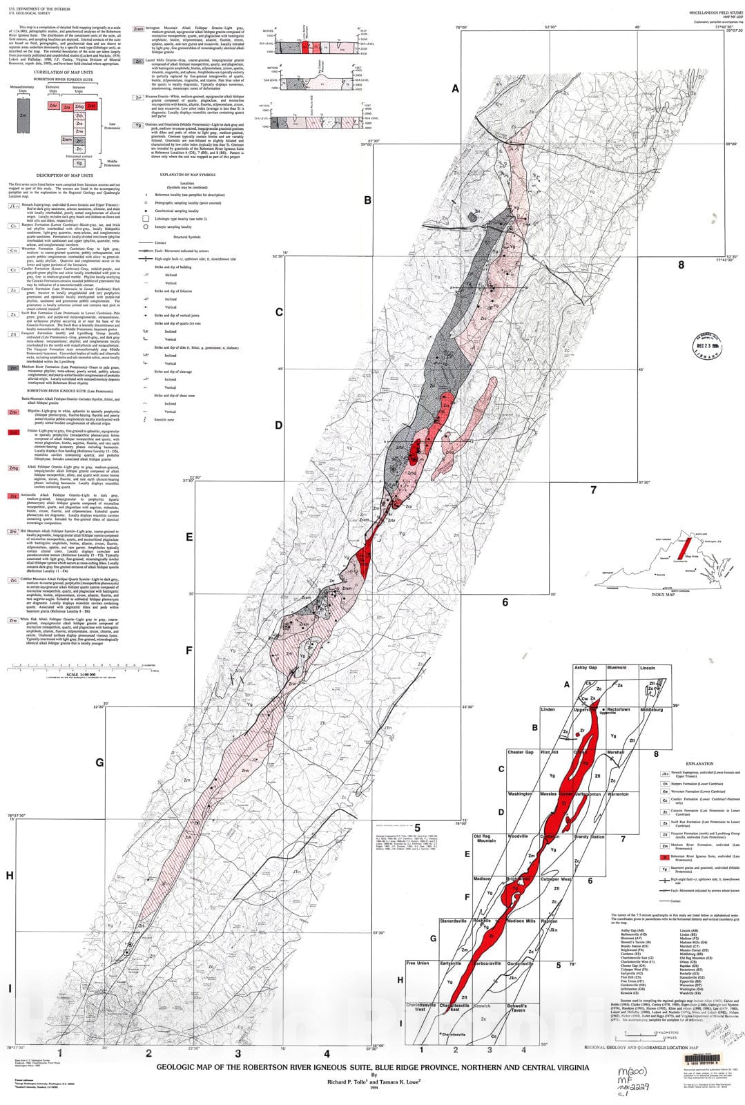 Map : Geologic map of the Robertson River igneous suite, Blue Ridge pr ...