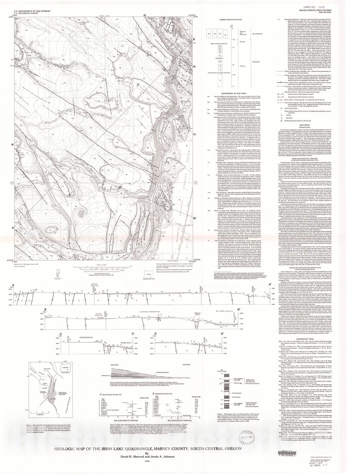 Map : Geologic map of the Irish Lake quadrangle, Harney County, south ...