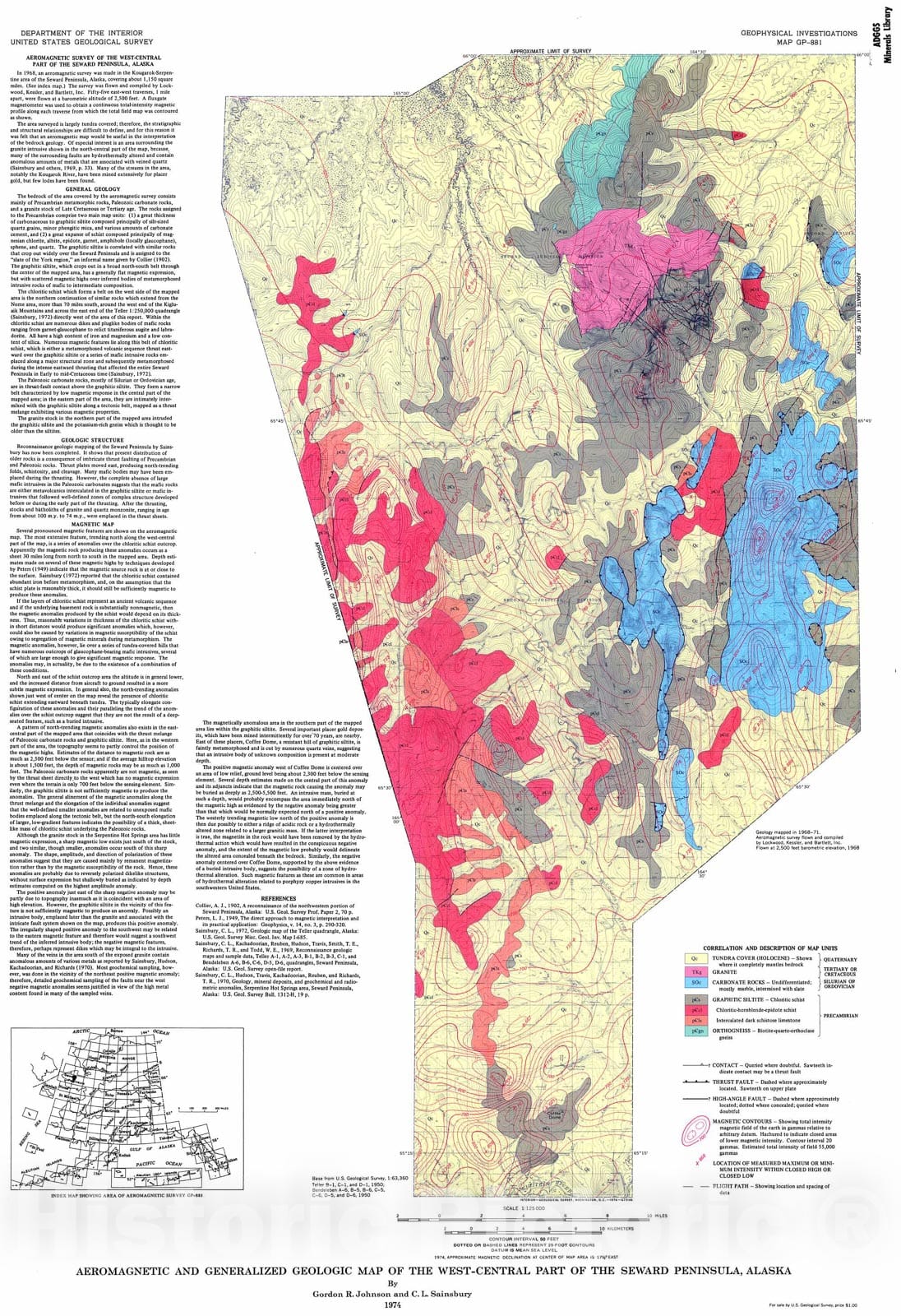 Map : Aeromagnetic and generalized geologic map of the west-central pa ...