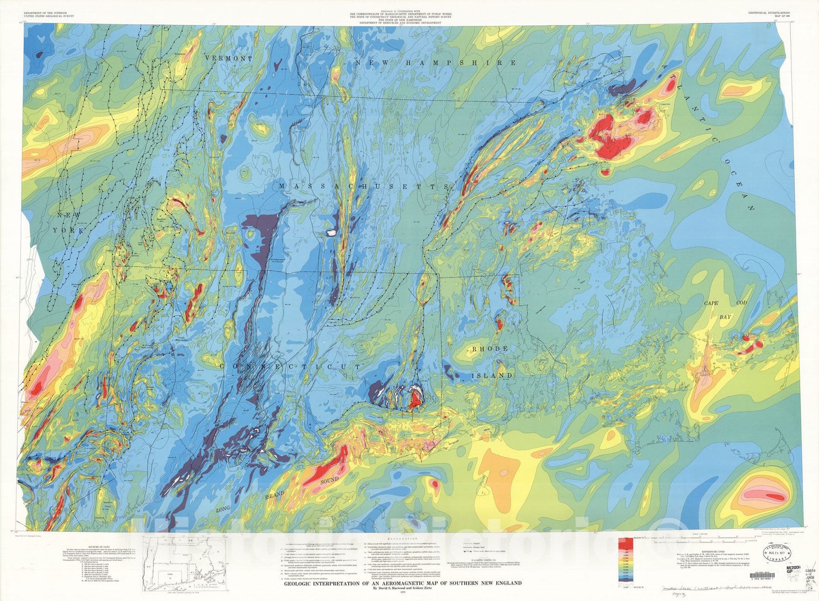 Map : Geologic interpretation of an aeromagnetic map of southern New E ...