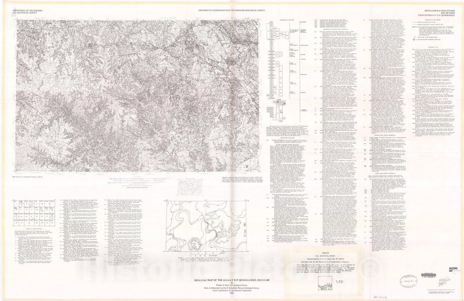 Map : Geologic map of the Rolla one degree x two degrees quadrangle, M ...