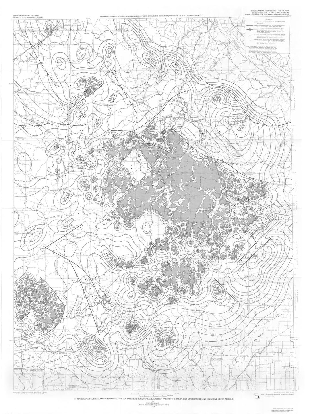 Map : Structure contour map of buried Precambrian basement-rock surfac ...