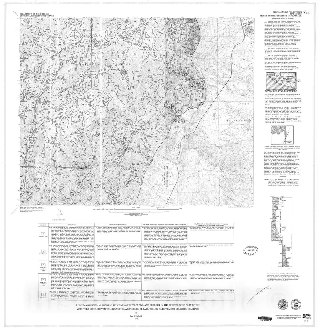 Map : Reconnaissance map showing relative amounts of soil and bedrock ...
