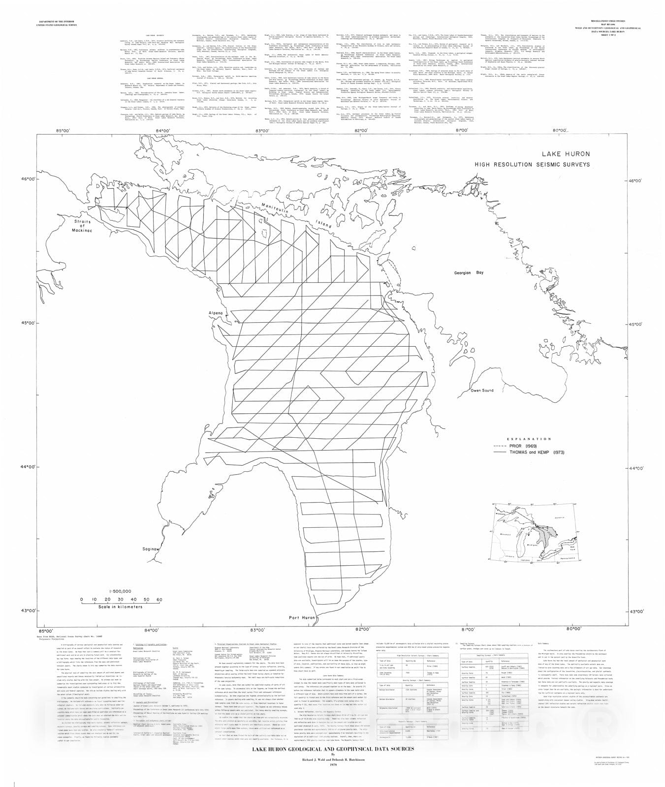 Map : Lake Huron geological and geophysical data sources, 1979 Cartogr ...