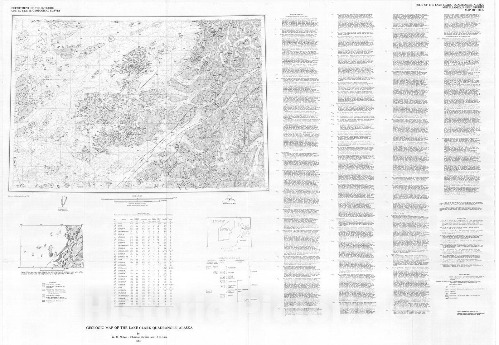 Map : Geologic map of the Lake Clark quadrangle, Alaska, 1983 Cartogra ...