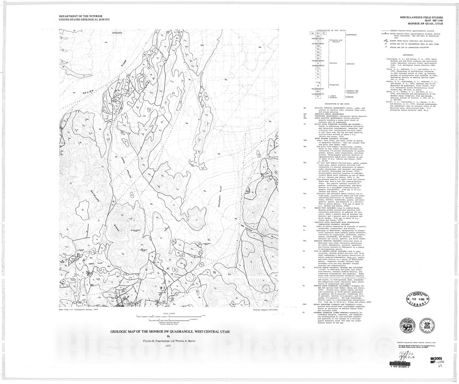 Map : Geologic map of the Monroe SW quadrangle, west-central Utah, 197 ...