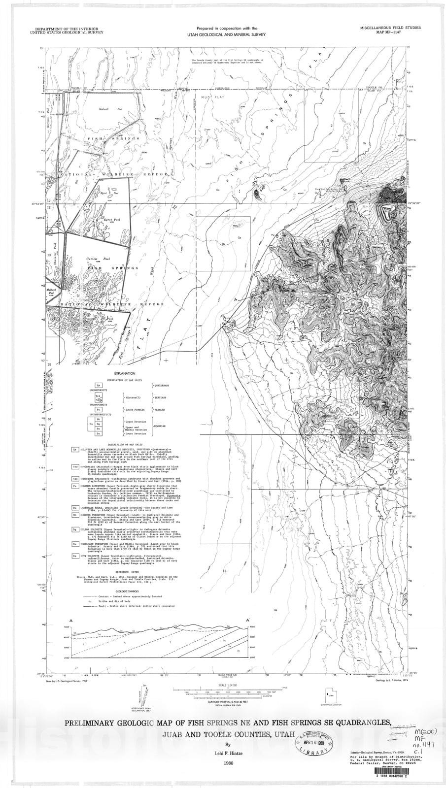 Map : Preliminary geologic map of Fish Springs NE and Fish Springs SE ...