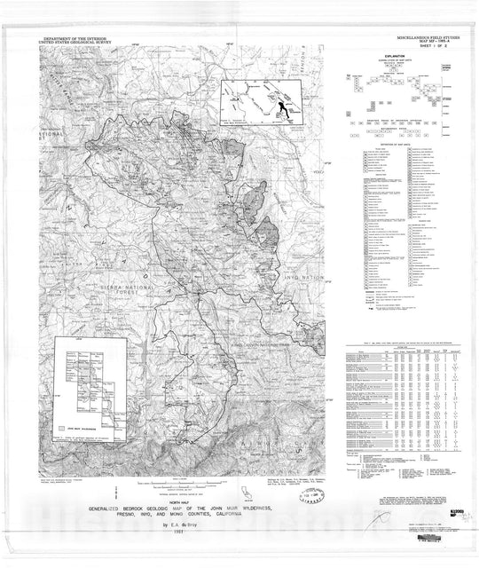 Map : Generalized bedrock geologic map of the John Muir Wilderness, Fr ...