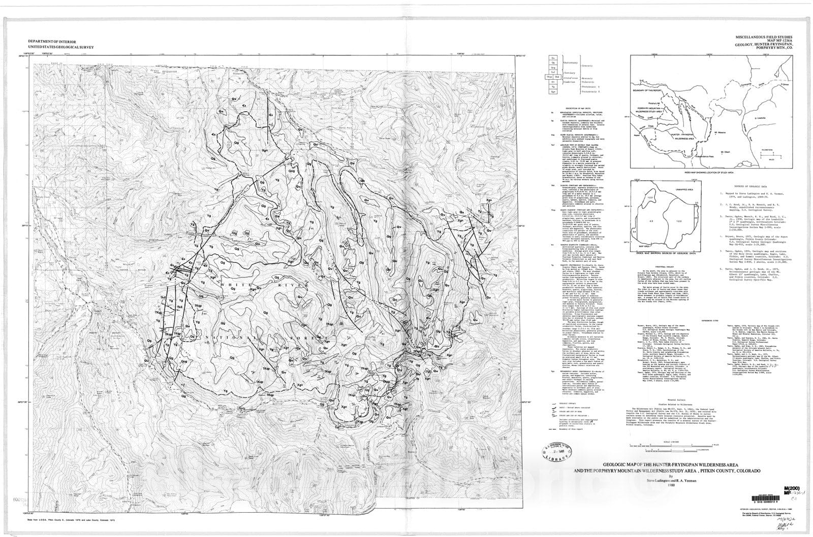 Map : Geologic map of the Hunter-Fryingpan Wilderness Area and the Por ...