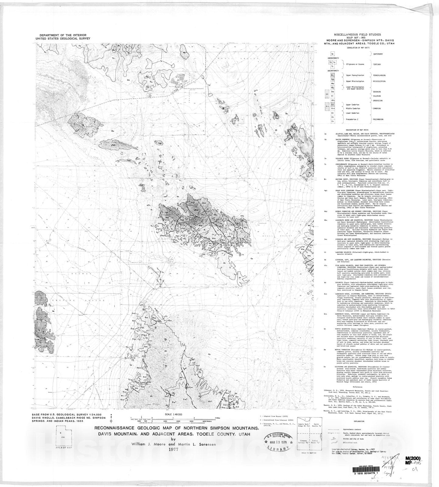 Map : Reconnaissance geologic map of the northern Simpson Mountains, D ...