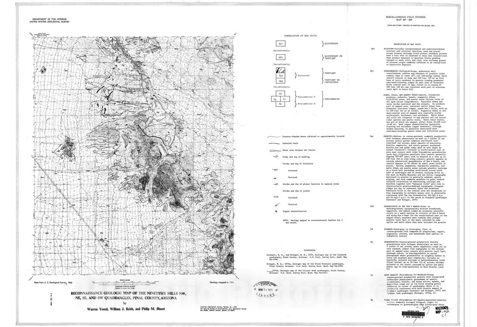 Map : Reconnaissance geologic map of the Ninetysix Hills NW, NE, SE, a ...
