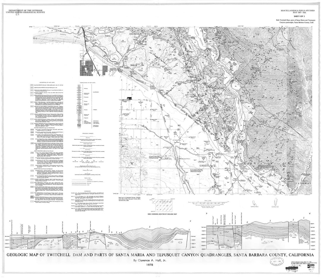 Map : Geologic map of Twitchell Dam and parts of Santa Maria and Tepus ...