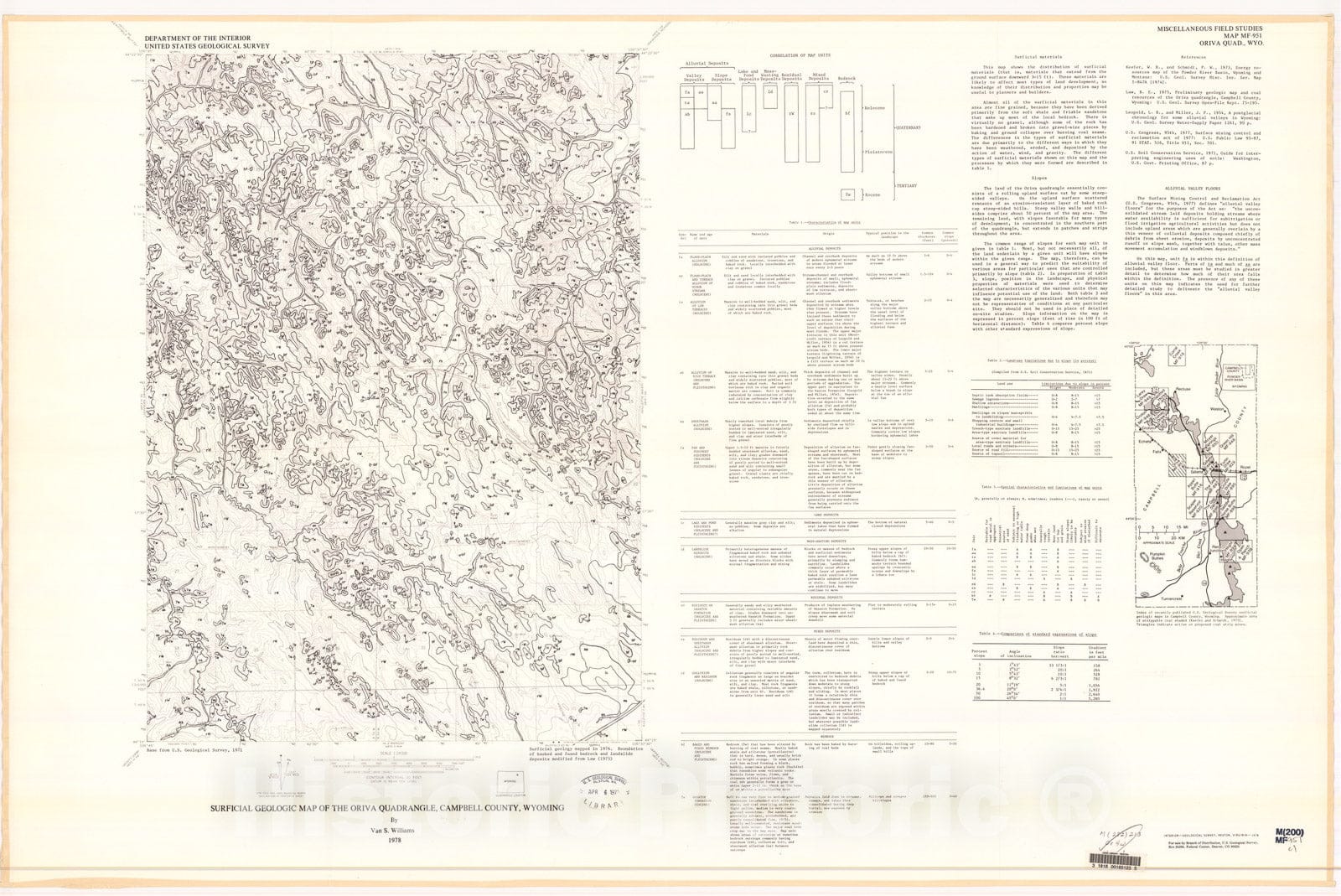 Map : Surficial geologic map of the Oriva quadrangle, Campbell County ...