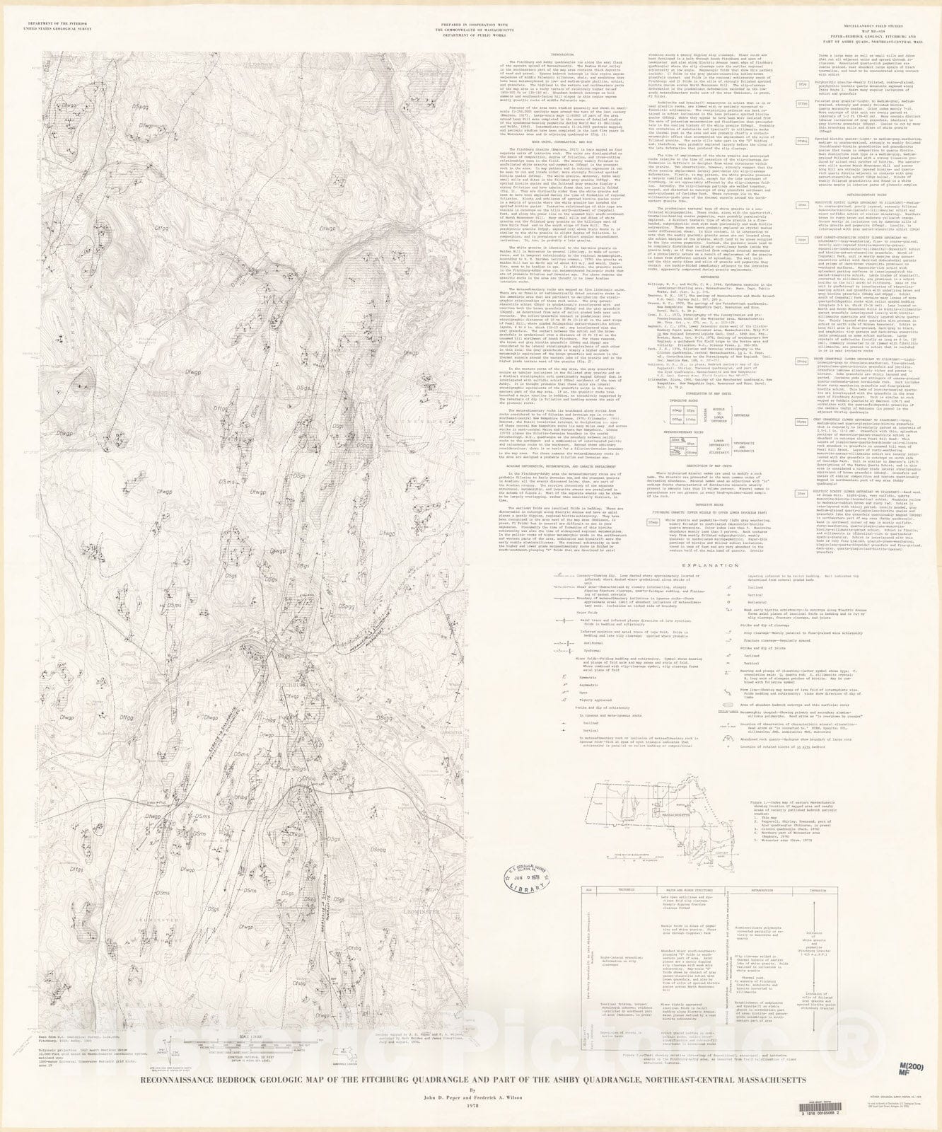 Map : Reconnaissance bedrock geologic map of the Fitchburg quadrangle ...
