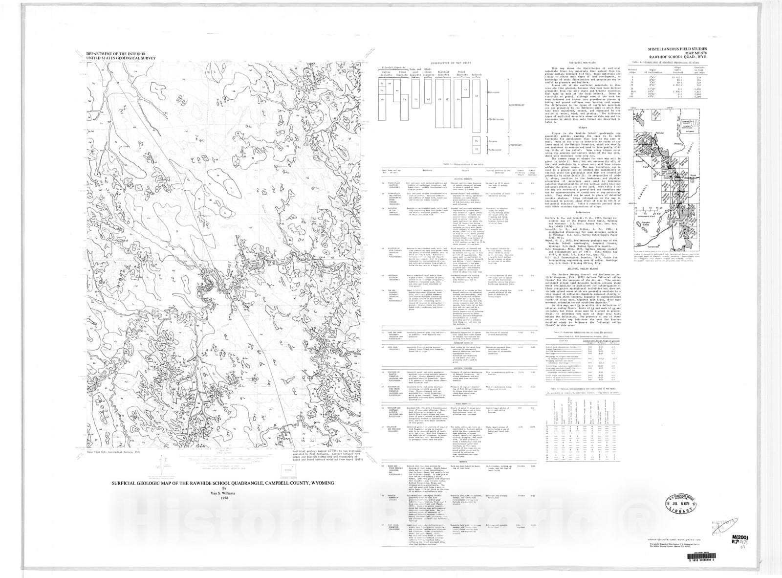 Map : Surficial geologic map of the Rawhide School quadrangle, Campbel ...