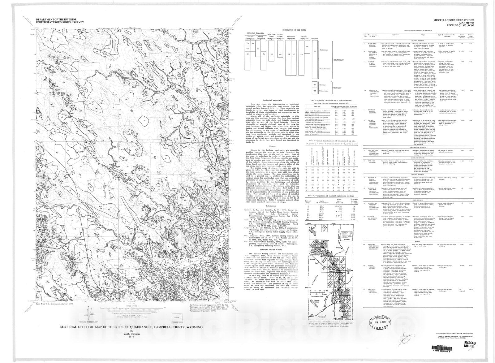 Map : Surficial geologic map of the Recluse quadrangle, Campbell Count ...