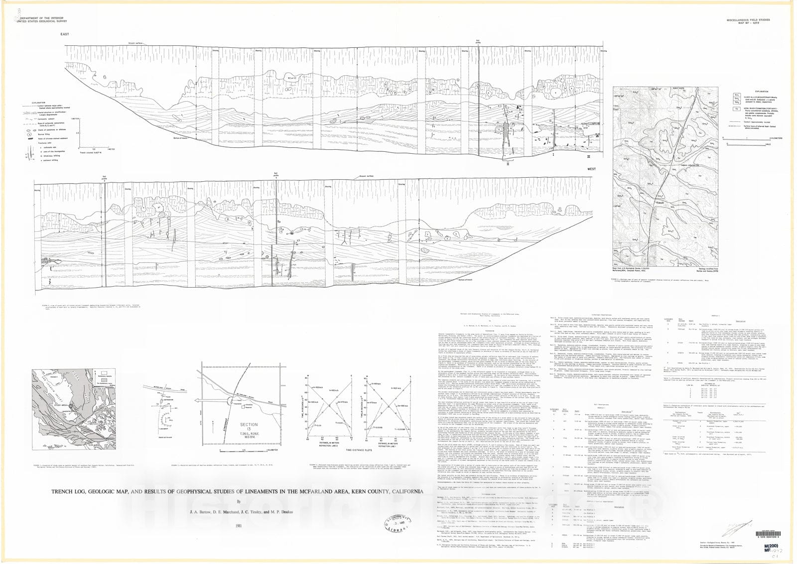 Map : Trench log, geologic map, and results of geophysical studies of ...