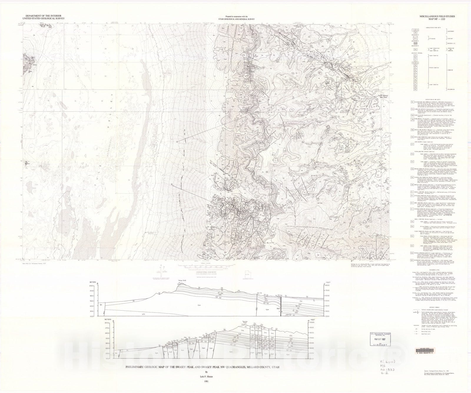 Map : Preliminary geologic map of the Swasey Peak and Swasey Peak NW q ...
