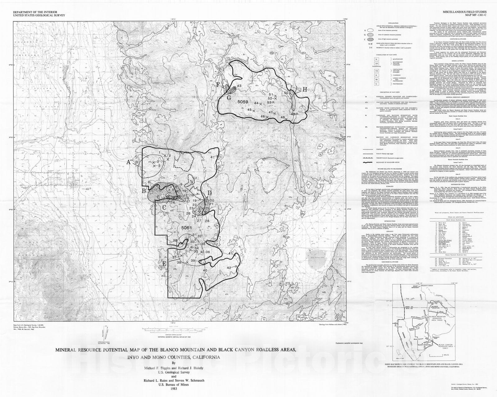 Map : Mineral resource potential of the Blanco Mountain and Black Cany ...