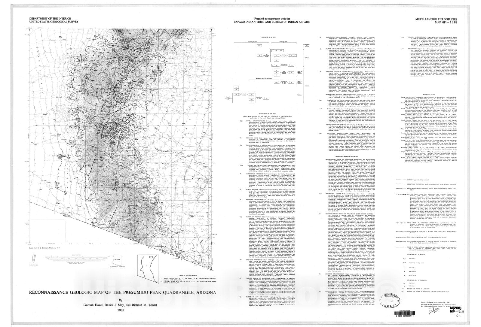 Map : Reconnaissance geologic map of the Presumido Peak quadrangle, Ar ...