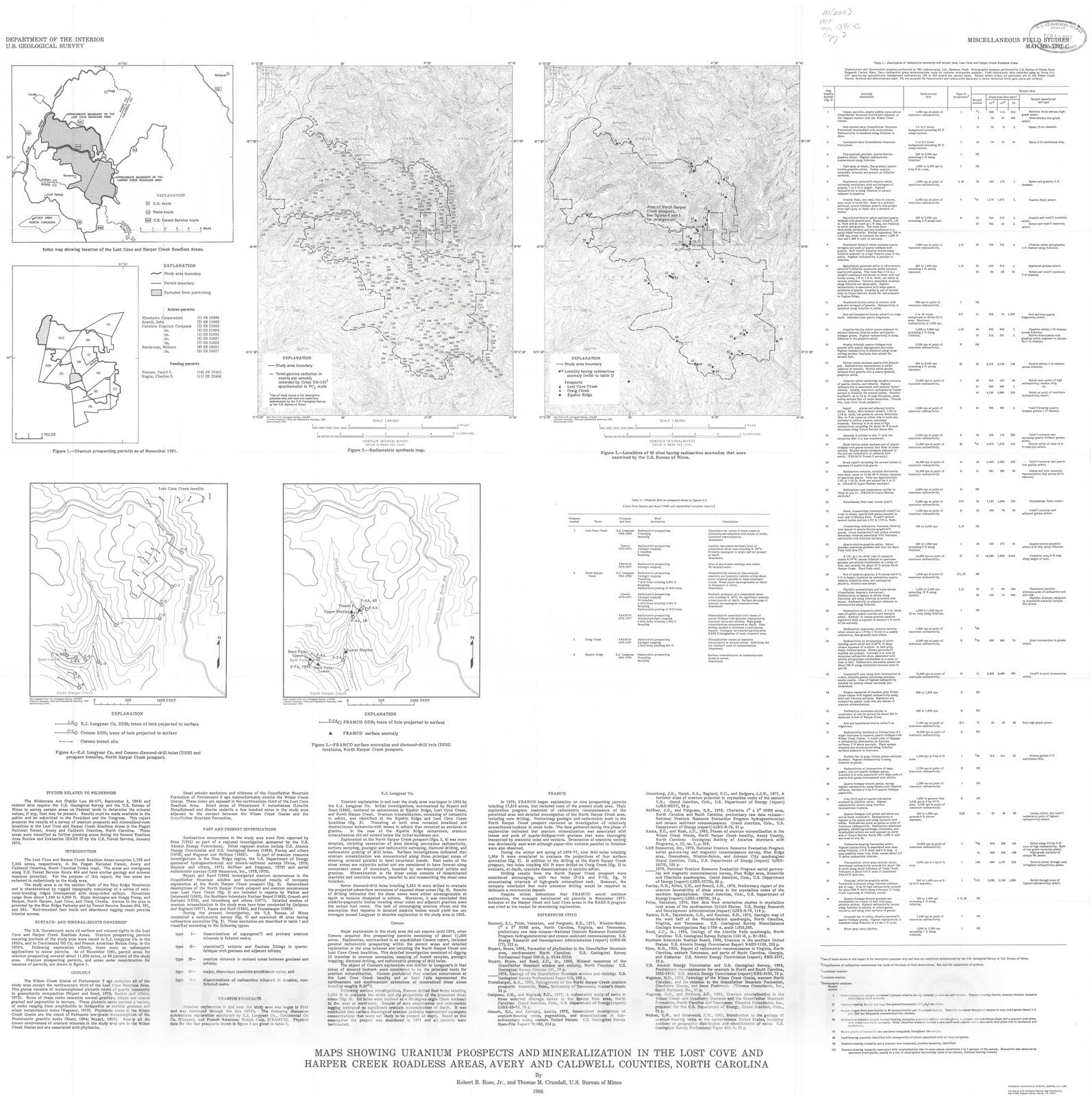 Map : Maps showing uranium prospects and mineralization in the Lost Co ...