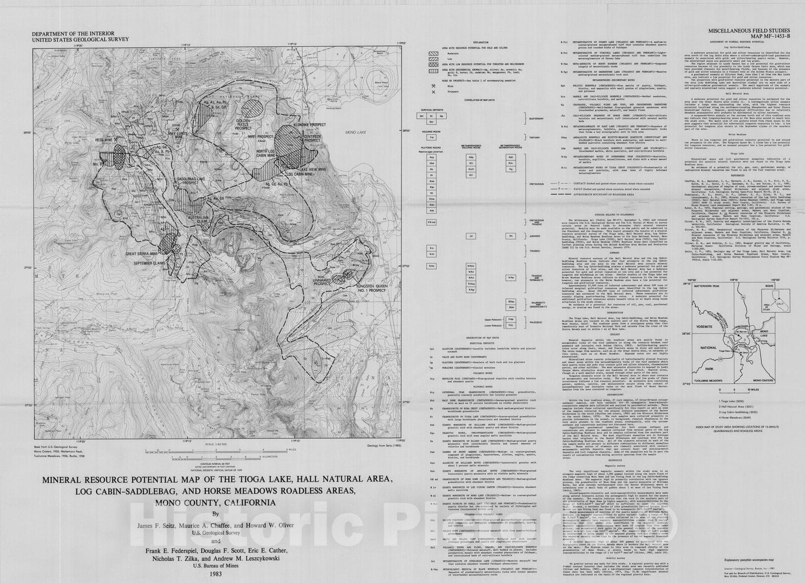 Map : Mineral resource potential map of the Tioga Lake, Hall Natural A ...